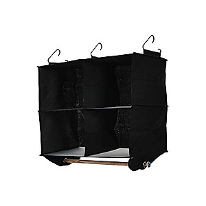 Household Essentials 4 Pocket Wide Organizer with Hangbar, Black