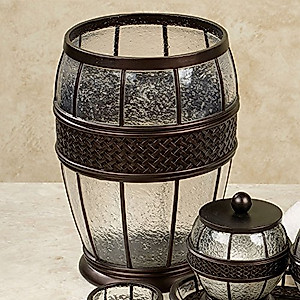 nu steel Resin Crackled Ice Small Trash Can Wastebasket, Garbage Container Bin for Bathrooms, Powder Rooms, Kitchens, Home Offices - Oil Rubbed Bronze