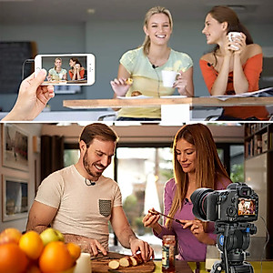 BOYA Dual-Head Lavalier Microphone for Smartphone PC Camera, 157''/4m Lapel Universal Mic with 1/8 Plug Adapter for iPhone X 8 7 Samsung Canon Nikon DSLR Camcorders Audio Recorder Vlog Poscast