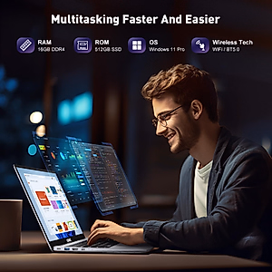 ACEMAGIC Laptop 16GB DDR4 512GB SSD, 12th Gen Alder Lake N95(4C/4T 3.4GHz) Laptop Computer with Light Metal Design, 15.6inch FHD Display, 2.4G/5G WiFi, BT5.0, Webcam, Type_C, USB3.2, Ultra Slim