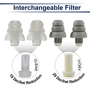 Rave High Fidelity Ear Plugs: HiFi Hearing Protection for Music, Concert; Noise Reducing Earplugs Help Stop Tinnitus; Ear Buds Filter Noise for Ear Protection (Black Case) (2 Pairs - 19/25 Decibel)