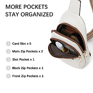 BOSTANTEN Small Sling Bag for Women Leather Crossbody Bags Fanny Pack Chest Bag for Travel, Beige