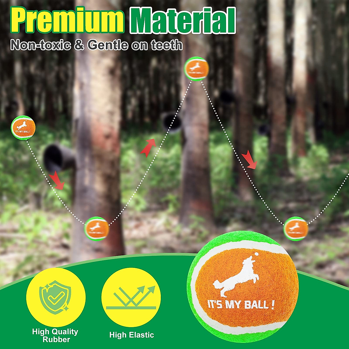 EXPAWLORER Squeaky Tennis Balls for Dogs-12 Pack High Elastic Dog Balls for Aggressive Chewers,Interactive Dog Chew Toys for Training, Fetching, Chewing, Playing for Dogs Christmas Toys