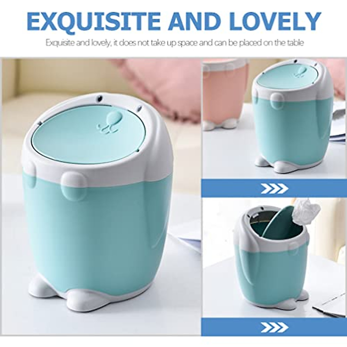 BESPORTBLE Desk Trash can Cute Mini Desktop Trash Can Bunny Kitchen Small Garbage Can Rabbit Animal Countertop Trash Can Garbage Container Bin Desktop Organizer for Coffee Table Office