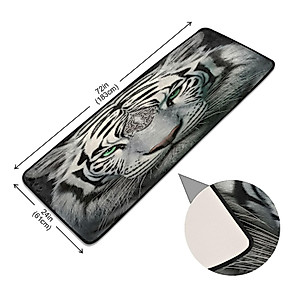 xigua White Tiger with Green Eyes Non-Slip Runner Rug Area Rug Washable Rectangle Rug for Bedroom Living Room Bathroom Hallways Home Decor 72x24 Inches#261