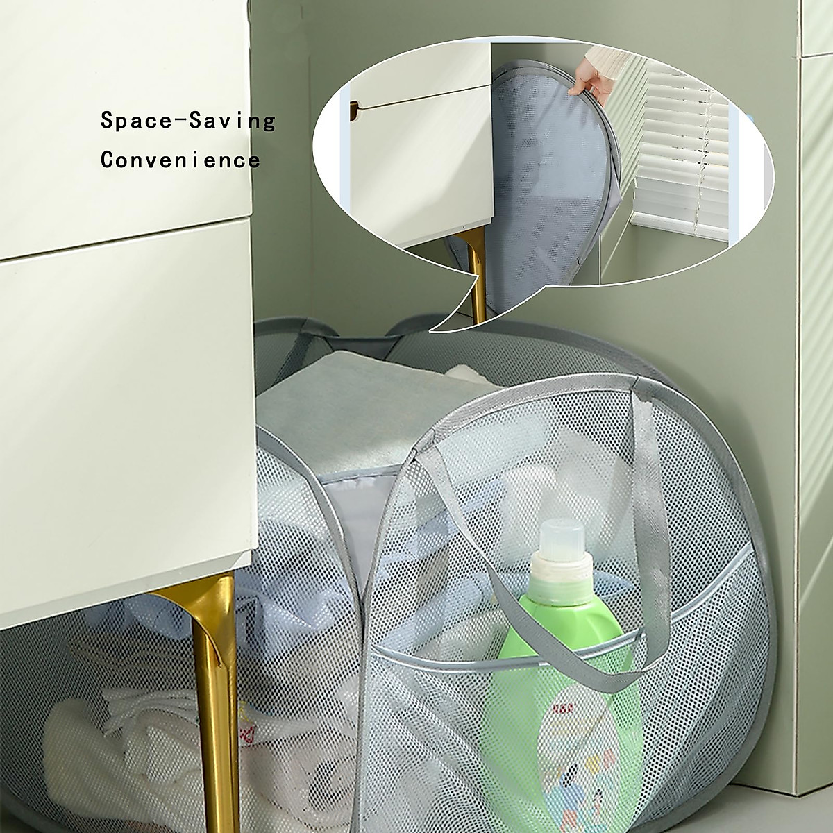 Pop Up Laundry Hamper 2Packs 90L Large Capacity Foldable Laundry Basket Mesh Collapsible Hamper with Reinforced Carry Handles for Laundry Room, Bathroom, Kids Room, College Dorm