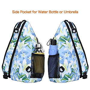 MOSISO Sling Backpack, Multipurpose Travel Hiking Daypack Rope Crossbody Shoulder Bag, Hedychium