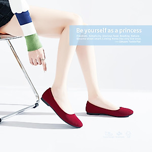 Obtaom Round Toe Women Flat Shoes Slip on Girls Dress Black Ballet Flats(Jujube US5)