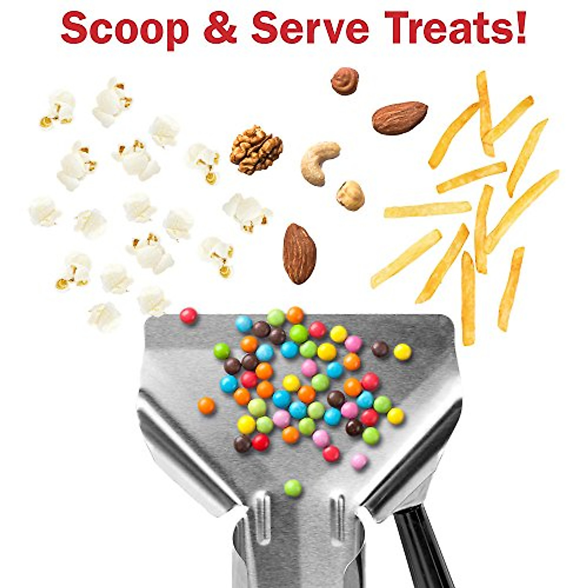 Stainless Steel Popcorn Scoop – Easy Fill Tool for Bags & Boxes, Great Utility Serving Scooper for Snacks, Desserts, Ice, & Dry Goods by Back of House Ltd.