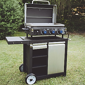 Razor Universal Rolling Prep Cart with Shelves and Storage Drawer for Portable Outdoor Griddle and Grills, Accessory Only, Black