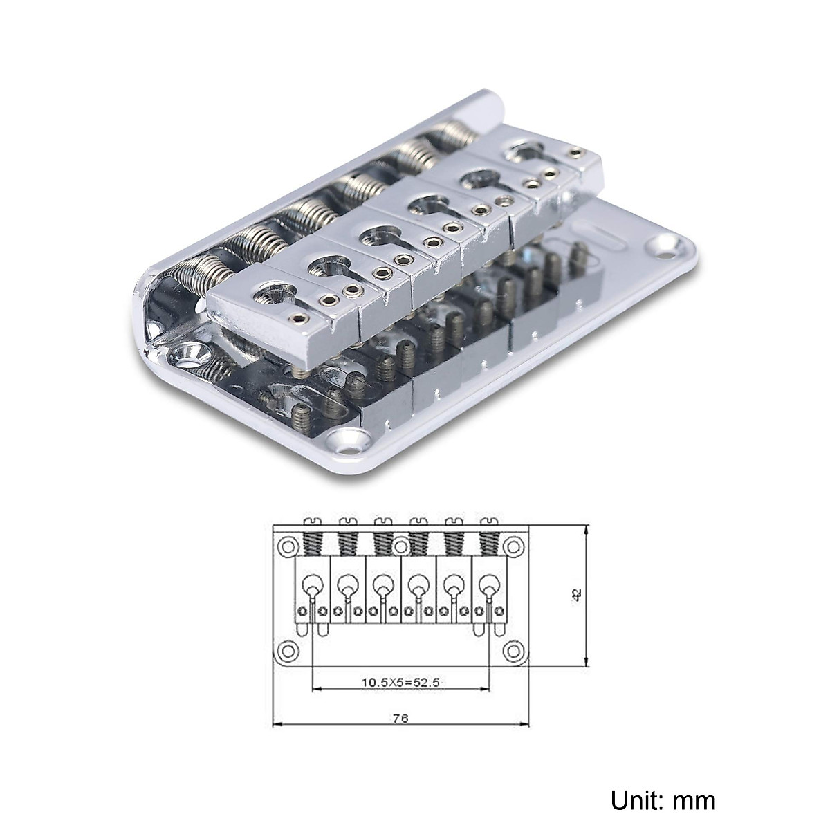 Metallor Guitar Saddles Bridge for Hardtail Strat Tele Electric Guitar Parts Replacement Chrome.