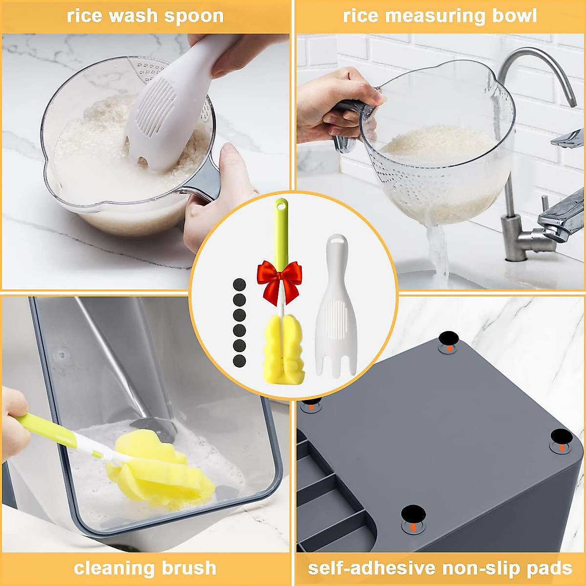 Tomus-UNI 26.5 Lbs Rice Dispenser, Large Sealed Integrated Grain Container Storage, Rice Container with Measuring Cup, Food Dispenser Kitchen Organization for Rice, Beans, Grains, Small Dry Food