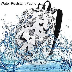 School Backpack Teen Girls Lightweight College Waterproof School Laptop Casual Backpack (Black Butterfly)