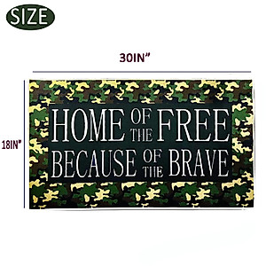 DodelyGz American Flag Ptriotic Soldier Free&Brave Doormat,Patriotic Holiday Memorial Day 4th of July Veterans Day Indoor Outdoor Home Garden Decorative Welcome Sign18 x 30 Inch
