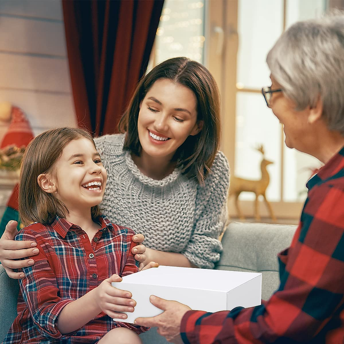 White Gift Box 12" x 6" x 4" with Magnetic Closure Lid Gift Box for Presents,Bridesmaid Gifts Box,Cute Box,Birthday Gift box,Luxury for Gift Packaging, Magnetic Gift Box for Wrapping Gifts (White)