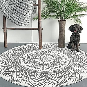 HEBE Boho Round Rugs 5.2Ft Washable Non Slip Round Area Rug Throw Soft Cute Round Nursery Rug Soft Fluffy Bathroom Rug Circle Rug for Bedroom Dorm Kids Room Nursery