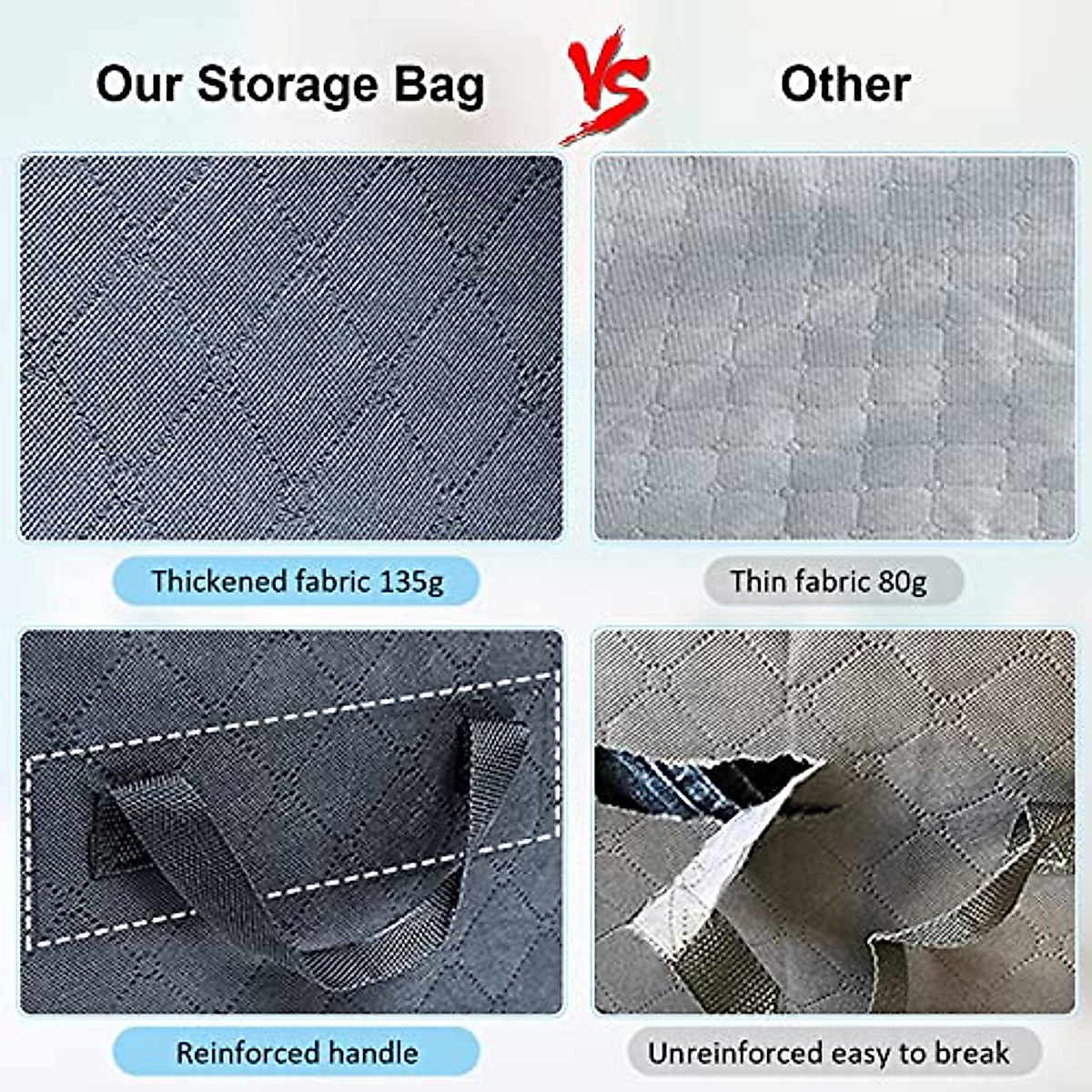Storage Bags Storage Bins Large Thick for Comforters Blankets Clothes 6 pack 90L Closet Organizers with Durable Handles Clear Window Foldable Storage Bins (6)