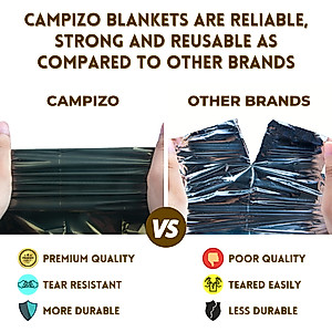 CAMPIZO 4 Pack Emergency Blankets - Thermal Blanket, Space Blanket, Mylar Blanket, Survival Blanket, Foil Blanket, Designed by NASA, Extra Large and Wide for Camping, Hiking, Marathon, (Army Green)