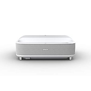 Epson EpiqVision Ultra Short Throw LS300 3LCD Smart Laser Projector, 3600 Lumens Color & White Brightness, HDR, Android TV, Yamaha Speakers, Bluetooth, Sports, Gaming, Movies & Streaming - White