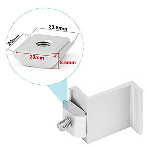 20Pcs Solar Panel Mounting End Clamp Aluminum Adjustable Z Bracket Solar Panel Assembly Accessories Fit 1.57"-1.77" (40mm-45mm) Thickness PV Panel for RV Boat Off Grid Roof Solar Motor Home Roof