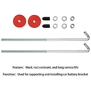 Stainless Steel Car Battery Hold Down Kit - Universal J Bolts & Hooks (10inch/2pcs)