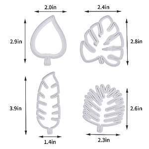 4Pcs Tropical Leaf Cookie Cutter Hawaiian Palm Leaves Fondant Mold for DIY Cake Sugarcraft Candy Fondant Grass Cutter For Gum Paste