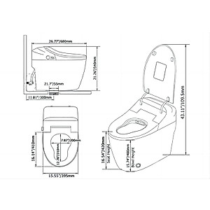 Homary Modern Smart Toilet One-Piece 1.27 GPF Floor Mounted Automatic Toilet Elongated Smart Toilet Bidet with Seat (White)