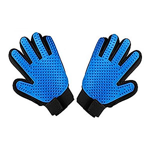 Pets First Dog Grooming Gloves Best Professional Deshedding, Brushing, Cleaning Mitt Tool for Small, Medium or Large Dogs & Cats. Fur & Hair Remover. Prevents Matted Coats. Soft Rubber Bristle Brush