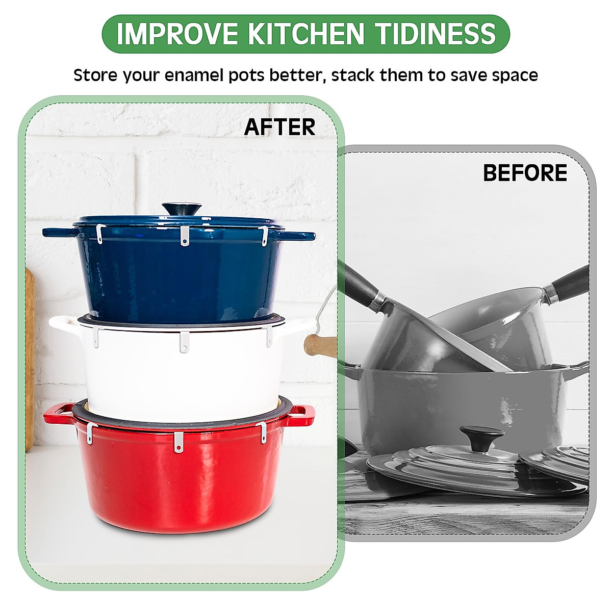 Vercraft 12 Pcs Dutch Oven Lid Protector Clips Replacement Plastic Clips for Stacking and Storage Plastic Bumpers for Display and Storage and Stacking of Dutch