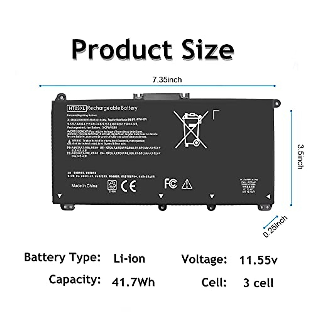 HT03XL Laptop Battery for HP Pavilion 14-CE 14-CF 15-DB 15-CS 15-DA 17-BY Series L11119-855 15-CS0053CL 15-DA0014DX 15-DA0033WM 14-CE0064ST 14-CE1056WM 14-CE0034TX L11421-421 HSTNN-LB8M HSTNN-DB8R