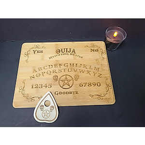 Ouija Spirit Talking Bamboo Cutting Board with Slider/Kitchen Carving Board 12x9 / Novelty Ouija Board