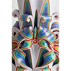 EveCandles Handmade Shabbat Candles - 3-Wick Long Burning Havdalah Candle, Decorative Jewish Kosher Carved Candles, Luxury Candles for Home Decor, Unique Gift Candles for Women and Men - Rainbow