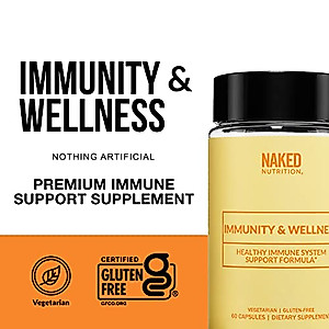 Naked Immunity & Wellness – Immune Support Supplement – Immunity Booster for Enhanced Health – Gluten-Free and Vegetarian Immune Defense Blend – 60 Capsules