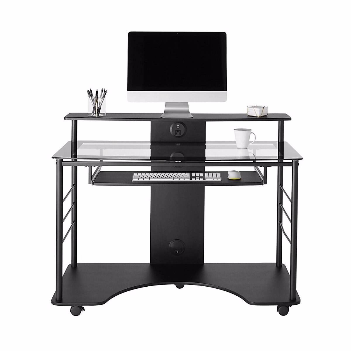 Realspace® 47"W Mobile Tech Desk, Black