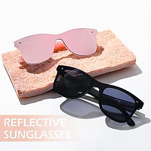 FEISEDY Trendy Rimless Mirrored One Piece Lens Sunglasses Reflective Sun Glasses B4155