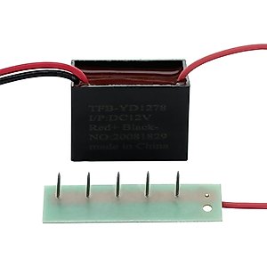 SHOPCORP 12VDC Variable Density Negative Ion Generator Module – Portable Air Ionizer with Micro Needles Stainless Steel Pin for Static Grass Applicators and Other Devices