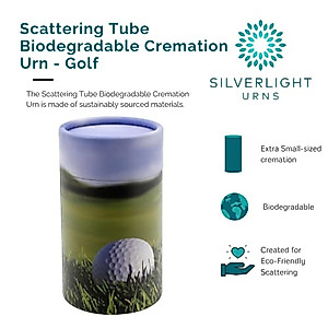 Golf Scattering Tube - Extra Small, Biodegradable Cremation Urn for Ashes, Extra Small Sized Cremation Urn, 5.25 Inches High