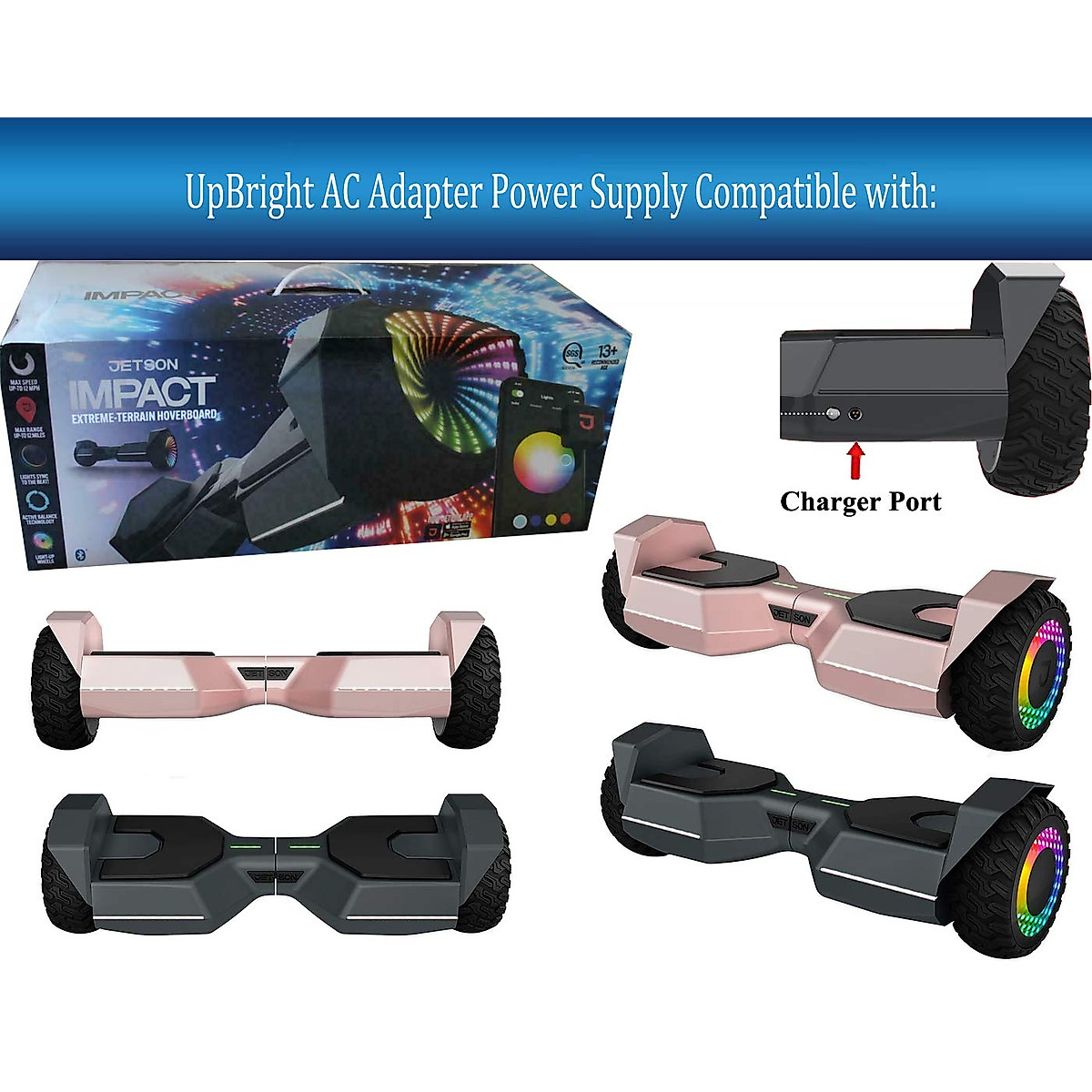 UpBright 3-Prong AC/DC Adapter Compatible with Jetson Impact JIMPAC 25.2V 4.0Ah Lithium-Ion Battery Hooverboard Extreme-Terrain Hover Board JIMPAC-Gry JIMPAC-BLK JIMPAC-RGD 29.4V Power Supply Charger