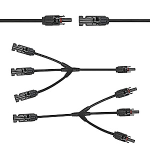 PFCTART Y Branch Solar Wiring Connector Plug, Panel Splitter Connectors and Wires Accessories Charge Controller Kit Solar Cable for Combiner Box (12AWG 1 Pair M/FFF+F/MMM)