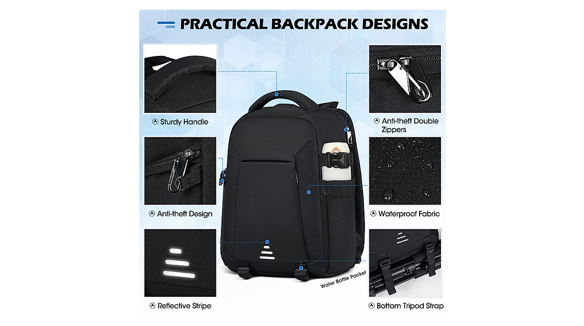 Lubardy Professional Camera Backpack - Waterproof & Versatile