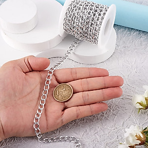 Pandahall 5M/5Yard Aluminum Curb Chain Link Silver Color Twisted Cross Necklace Finding Chains with Spool for Jewelry Making DIY Crafts Findings Supplies 10x6.5x1.8mm