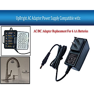 UpBright 9V AC/DC Adapter Compatible with Kohler Touchless Malleco Faucet K-R31498-NA K-R31498 R31498 R31498-NA R77748 K-R77748-SD K-R77748 R77748-SD-VS K-R77748-SD-BL Power Supply for 6 AA Batteries