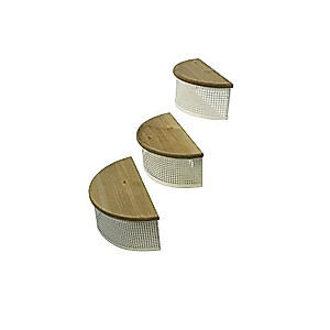 Admired By Nature Floating Wall Mounted, 3-Tier Wood Storage Shelves for Bedoom, Living Room, Kitchen, B. White (ABN5E112-WHT)