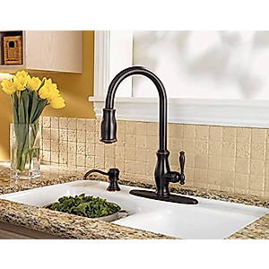 Pfister GT529-TMY Hanover 1-Handle Pull-Down Kitchen Faucet with Soap Dispenser, Tuscan Bronze