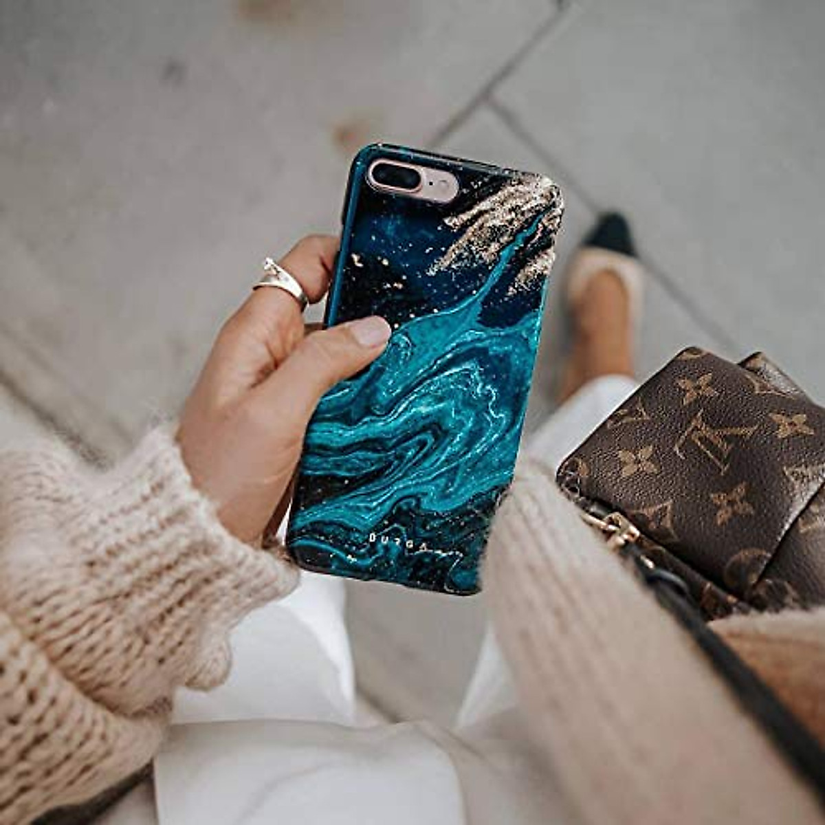 BURGA Phone Case Compatible With Samsung Galaxy Note 10 - Hybrid 2-Layer Hard Shell + Silicone Protective Case -Emerald Green Jade Stone Luxury Gold Glitter Marble - Scratch-Resistant Shockproof Cover