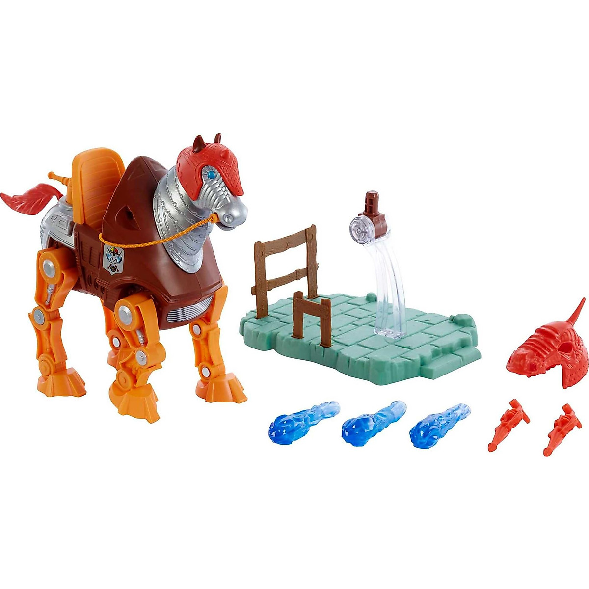 Masters of the Universe Origins Stridor Action Figure, 7 in Tall Robot Horse with Projectile Launcher, 3 Plasma Blasts, Helmet & Bridle with Cord, Collectible Gift for MOTU Fans Ages 6 Years & Older