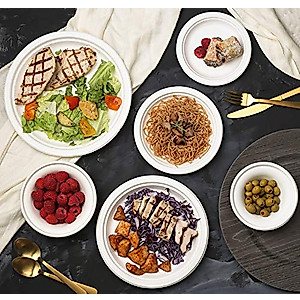 brheez 6 in Disposable Plates Paper Plates Alternative Compostable Plates Heavy Duty [Pack of 60] Eco-Friendly 100% Plant Fiber Biodegradable