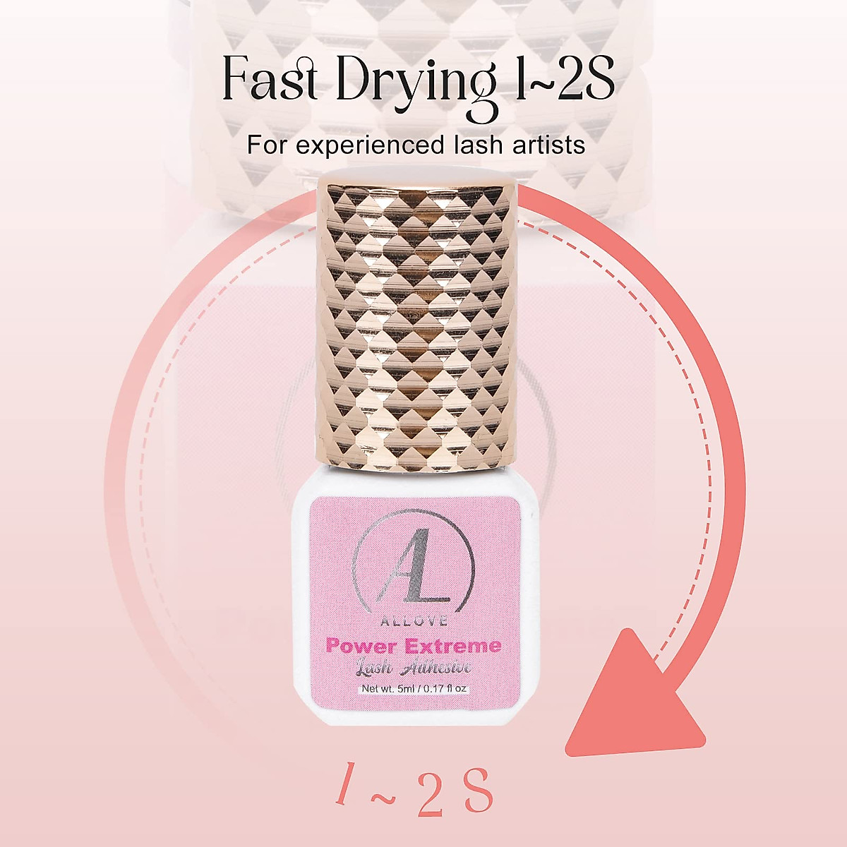 ALLOVE Eyelash Extension Glue for Lash Extensions 1-2s Drying Time Lash Extension Glue Retention up to 7-8 Weeks Power Extreme Waterproof Lash Glue for Eyelash Extensions Professional Use Only