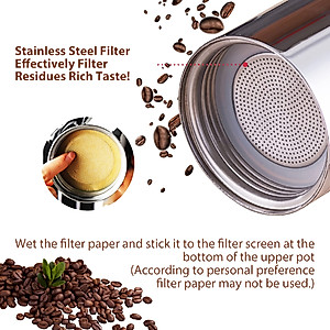 MEHIDFY Stovetop Espresso Maker, Stainless Steel Moka Pot, Stovetop Coffee Maker, Expresso Coffee Maker, Italian Coffee Maker, Moka Pot Espresso with 2pcs Espresso Cups, 6Cup/ 10oz/ 300ml