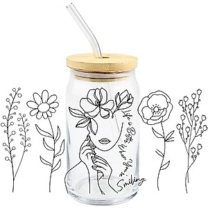 UV DTF Cup Wrap,Transfer Stickers for Glass Cups,Flowers Leaf Waterproof UV DTF Cup Wrap Rub on Transfers Stickers Decals,Clear Film Transfer Paper UV DTF Cup Wraps Transfer Sticker Iron-on Transfers